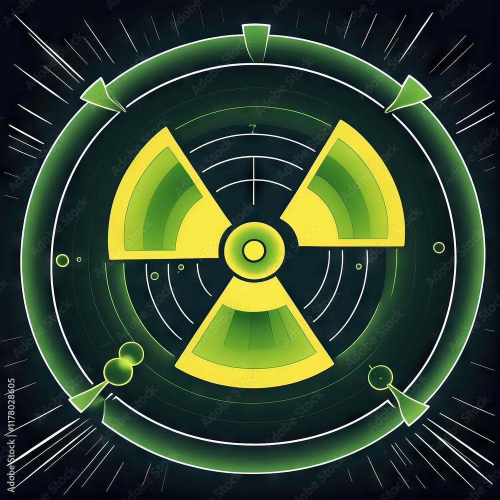 Radioactive symbol with radar and futuristic interface showing nuclear ...