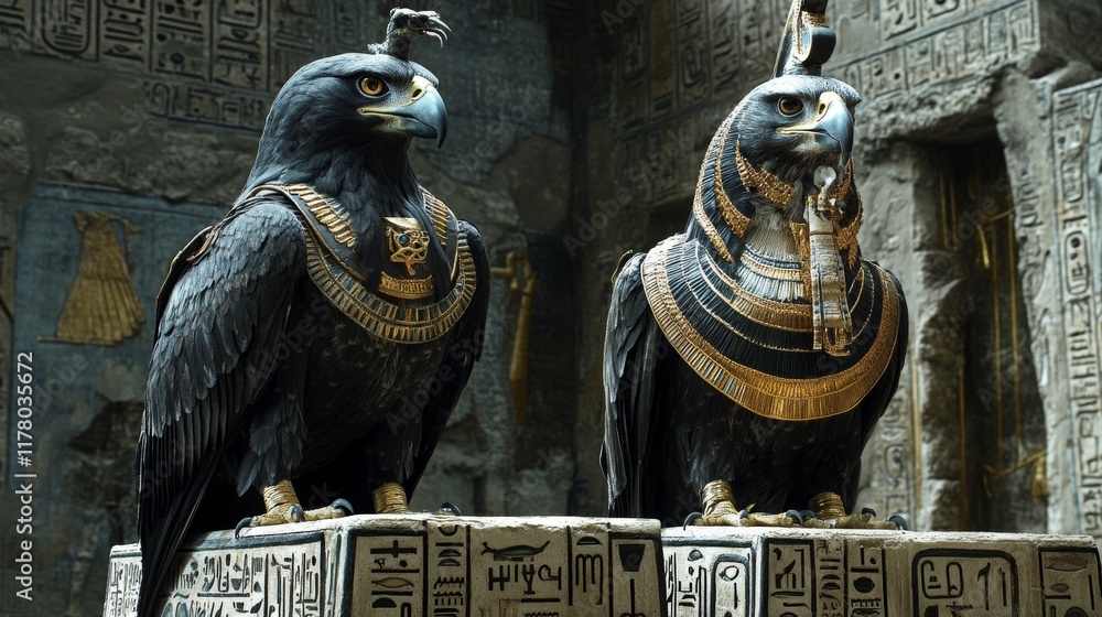 Ilustración de Stock Ancient Egyptian god Amun, Osiris, Pharaoh and ...