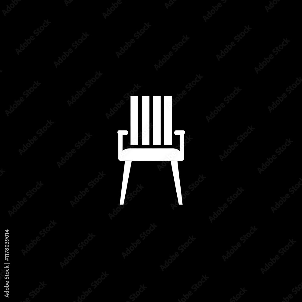 Simple Chair Icon: A minimalist illustration of a simple chair with a ...