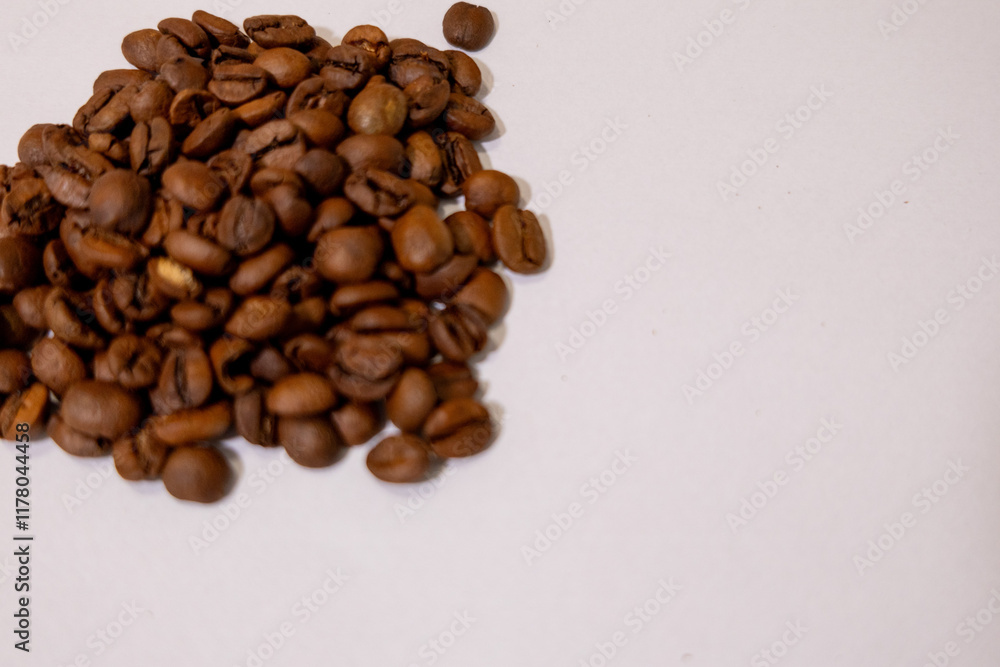 coffee beans in different corners of white canvas with different layout ...