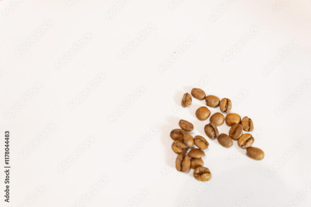 coffee beans in different corners of white canvas with different layout ...