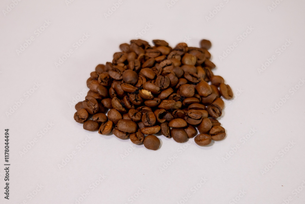 coffee beans in different corners of white canvas with different layout ...