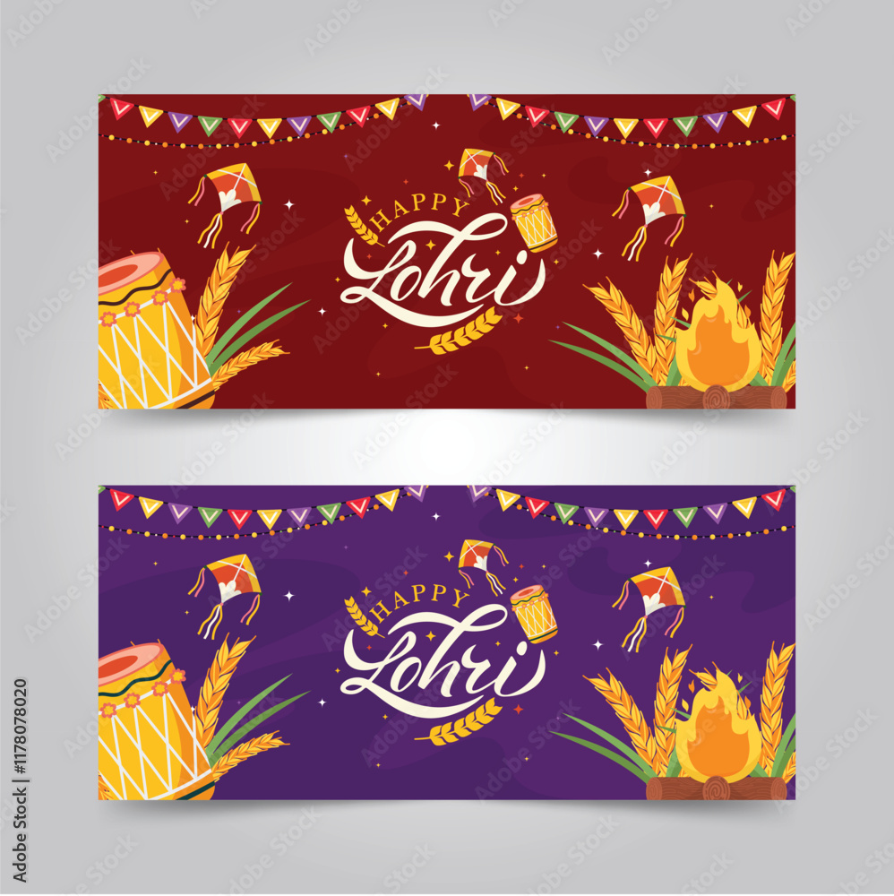 Happy Lohri handwritten text. happy lohri banner design illustration ...