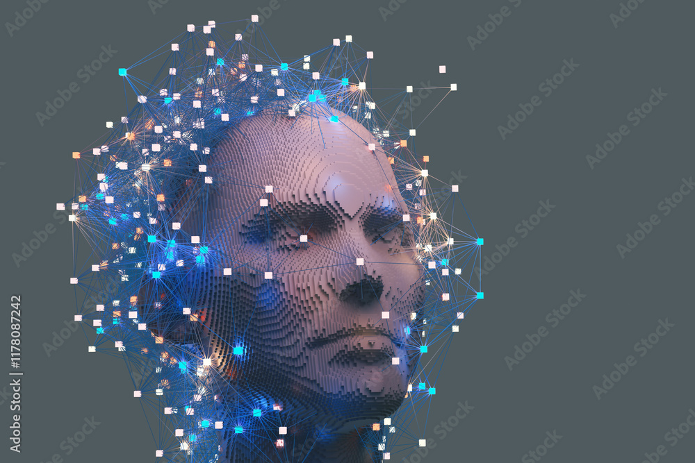 Abstract Representation of A.I. with Digital Neural Connections Stock ...