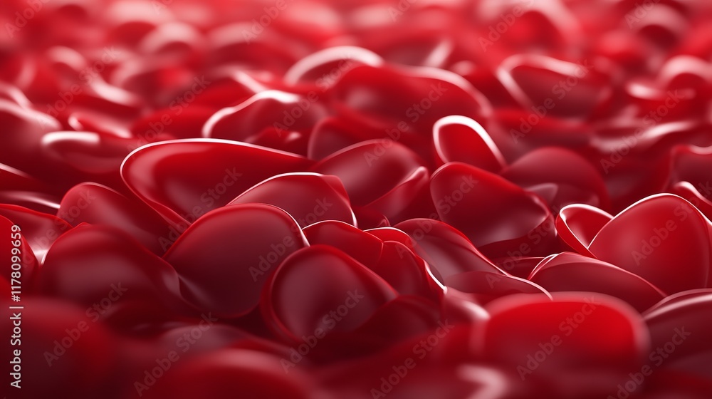 A detailed look at numerous red blood cells showcasing their smooth ...