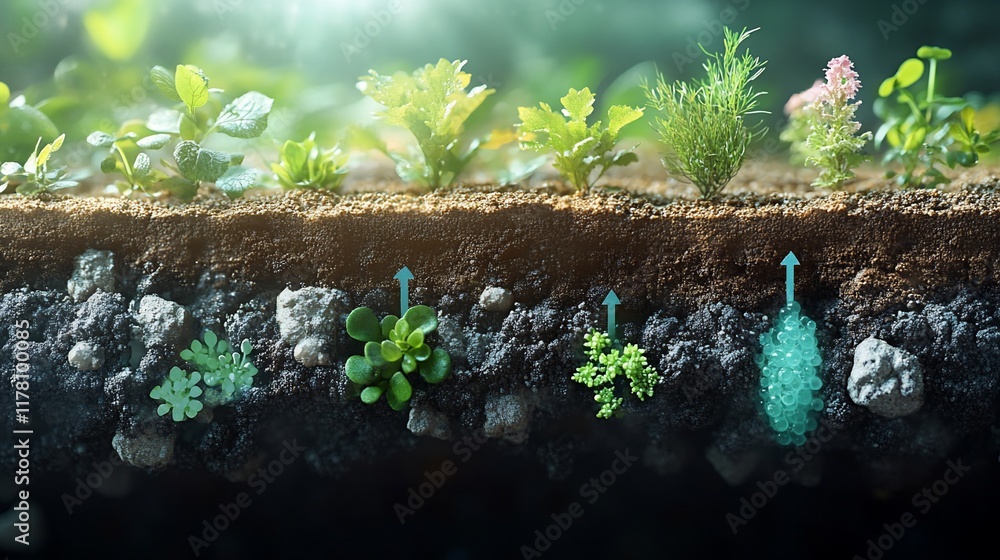 Plant Growth Stages Soil Cross Section Showing Water Absorption Stock ...