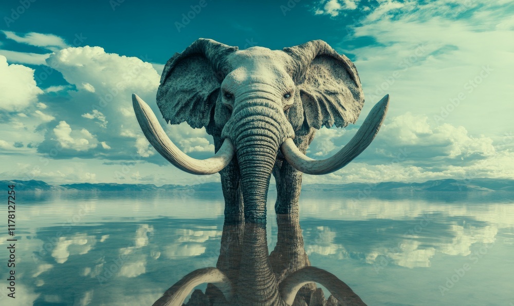Ancient, extinct mammal with large tusks and long trunk. Representative ...