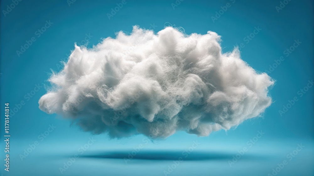 Soft white cotton wool cloud floats gently across a brilliant sky blue ...