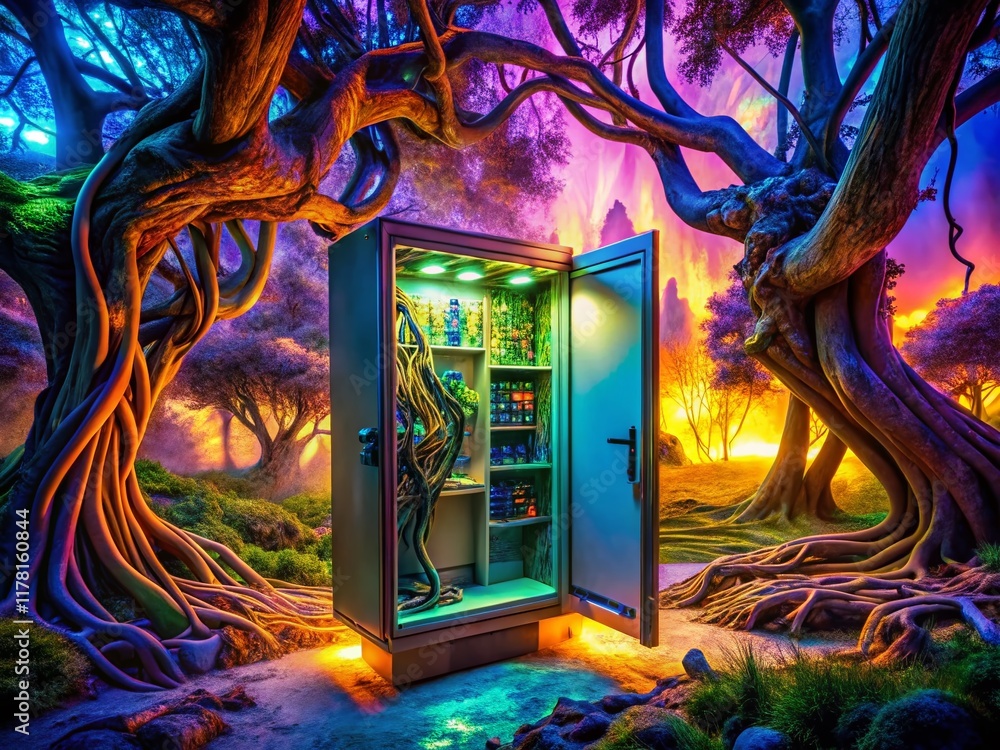 Surreal Electric Dreams: Modern Energy Distribution Cabinet in a ...