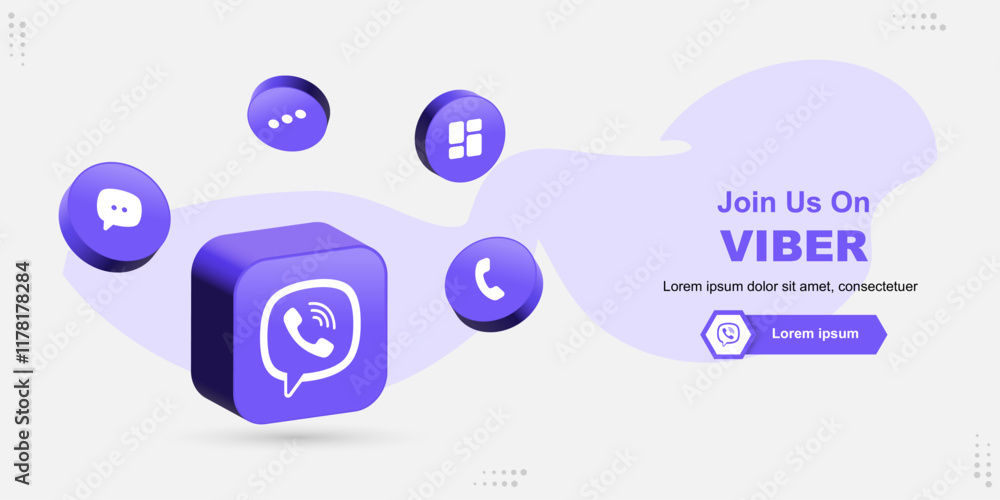 Viber background, social media icons 3d. Join us on viber with 3d logo ...