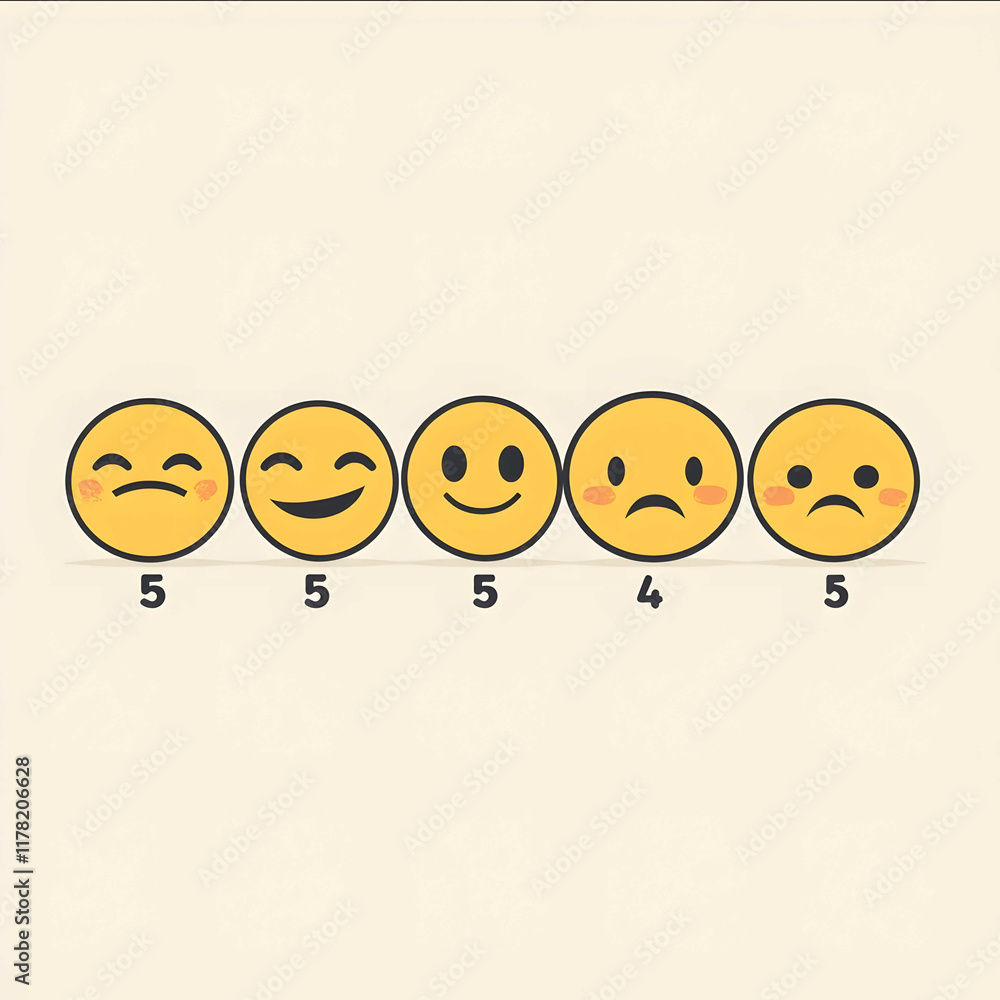 Design a horizontal logo that represents a 5point rating scale using ...