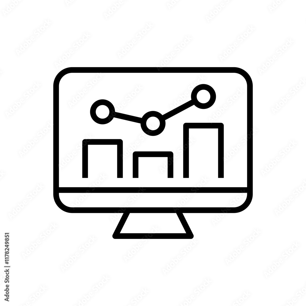 Vector de Stock Data analysis in line style icon. Data monitoring PNG ...