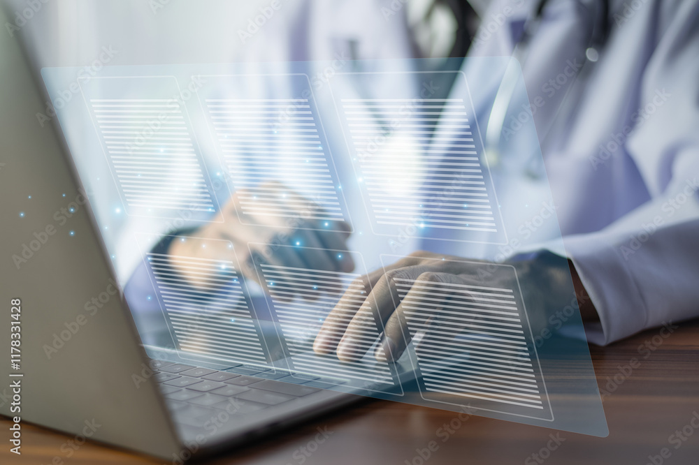 Doctor utilizes advanced digital tools to manage patient records and ...
