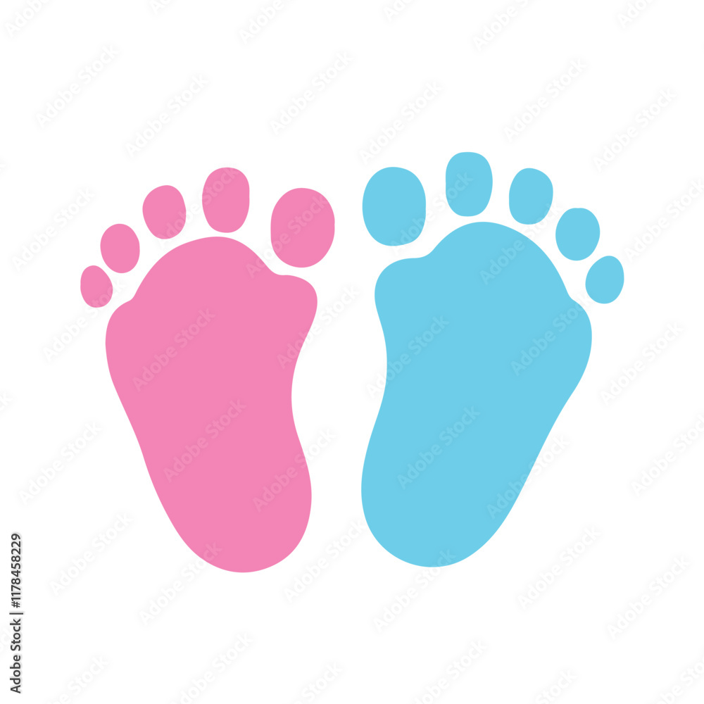 Vector graphic logo of pink and blue baby footprint Stock Vector ...