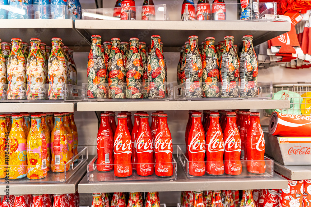 Many variations of Coca-Cola drinks in Coca-Cola Store in Las Vegas ...