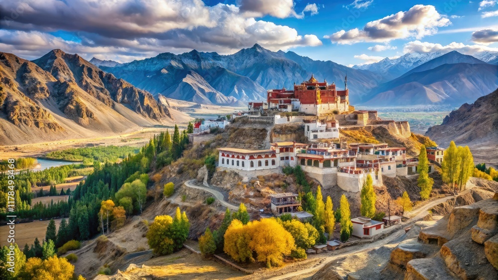 Drone Photography of Leh Ladakh Monastery, Ancient Buddhist Temple ...