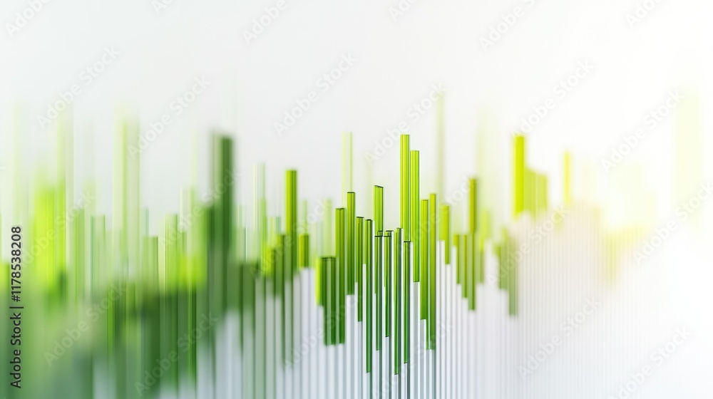 Graph of annual sales with bright green bars climbing steadily ...