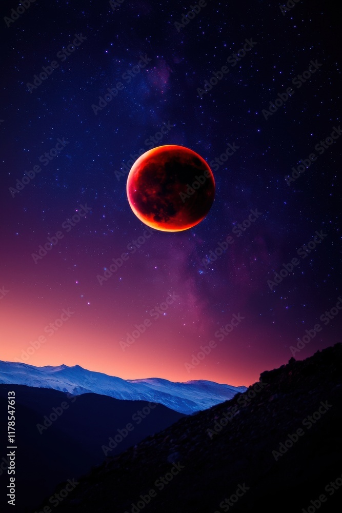 Celestial event Lunar eclipse concept. Time-lapse style lunar eclipse ...
