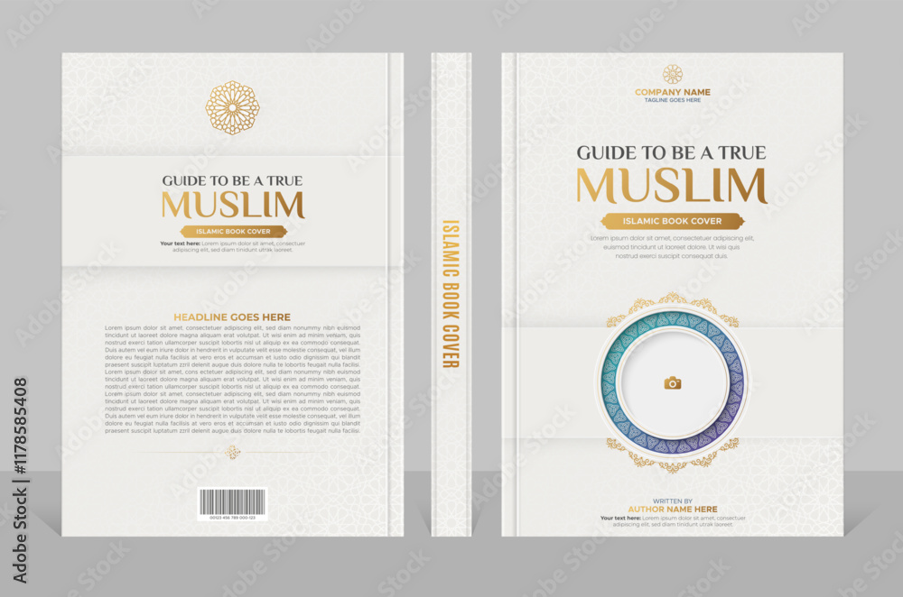 Arabic Islamic Style A4 size book cover design with intricated Arabic ...