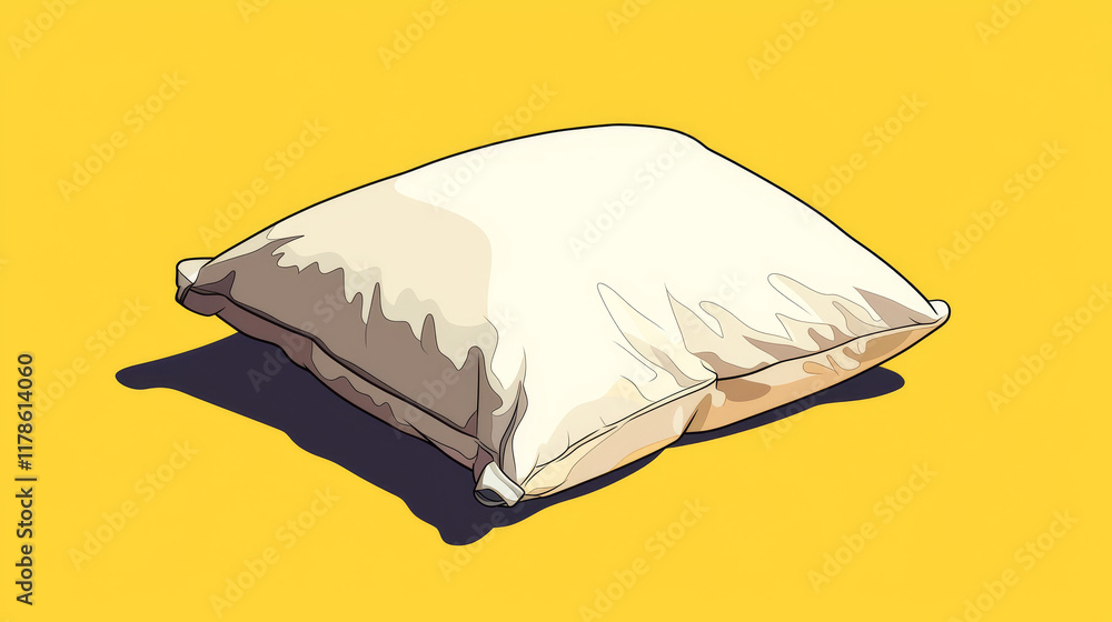 Pillow, A vector illustration of a white pillow, in a simple, flat ...