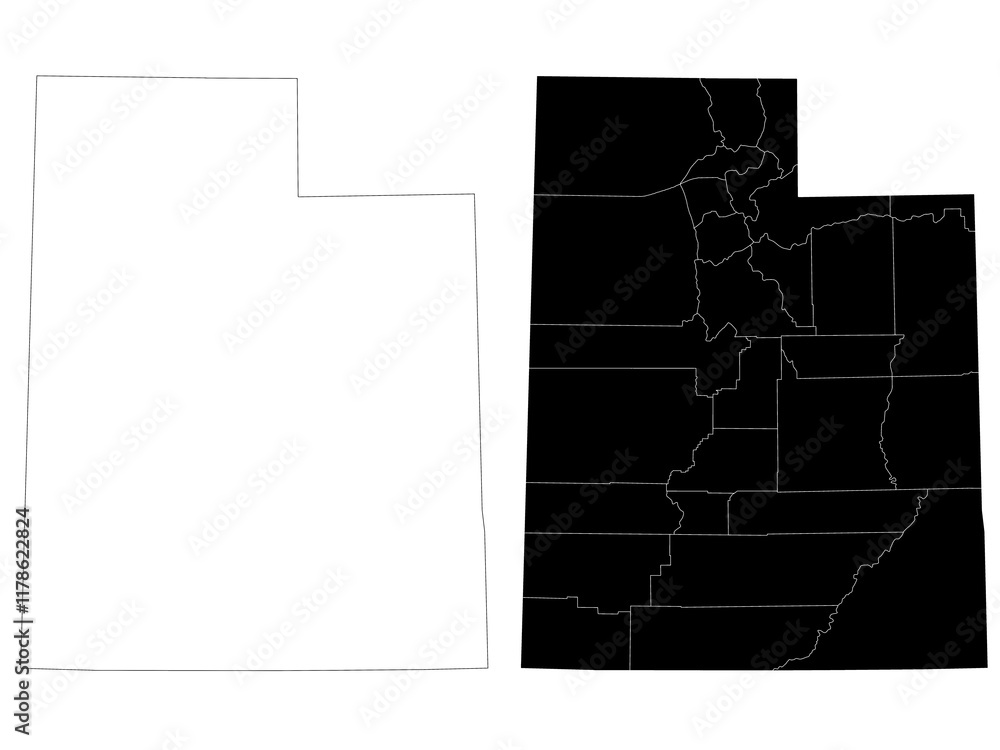 Ilustración de Stock Utah map sets, Utah administrative map, Utah ...