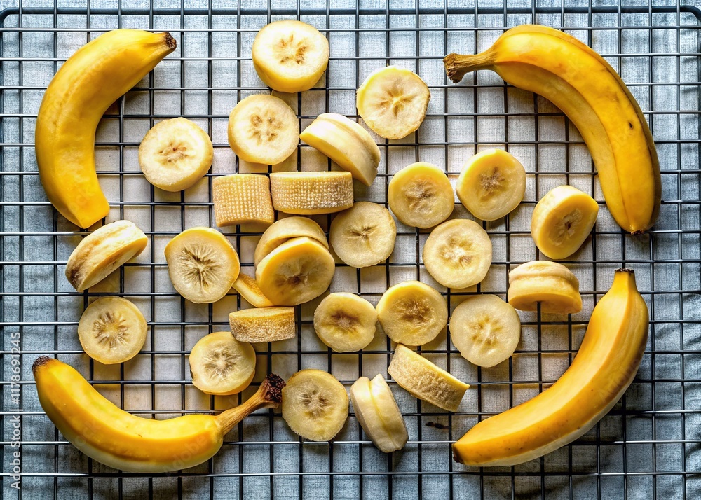 Banana Grid: Whole, Peeled & Sliced Fruit Studio Shot - PNG Transparent ...