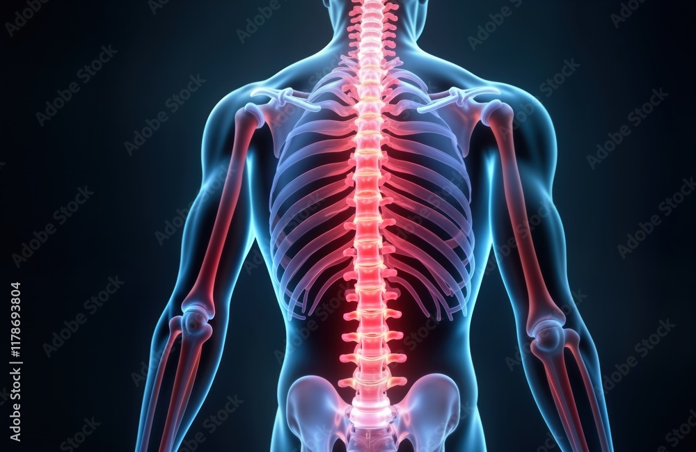 Human back lumbar spine anatomy illustration. Detailed anatomical model ...