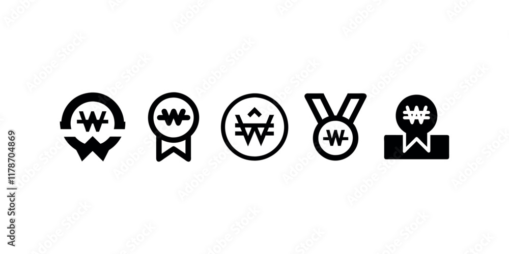 Korean Won Icons, logos, Awards, Badges, and Recognition. Currency icon ...