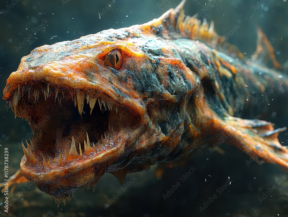 A terrifying deep-sea monster, an ugly fish with a massive gaping mouth ...