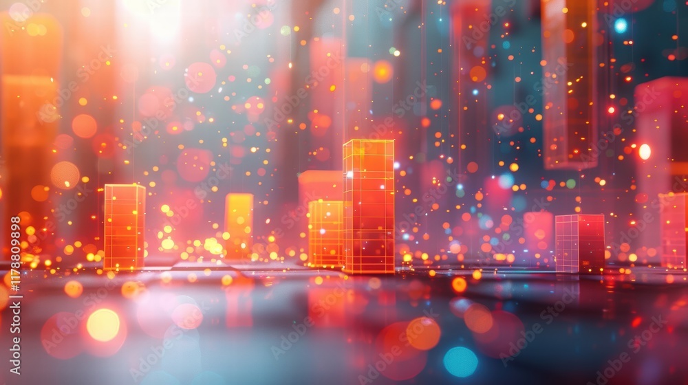 Abstract digital representation of a data model with floating graphs ...