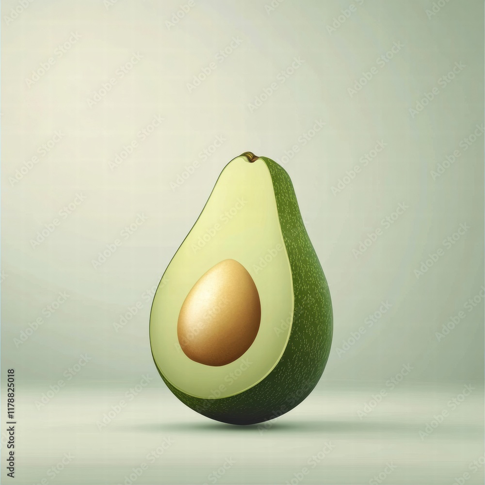 Simple avocado shape with visible seed ideal for mock up and copy space ...