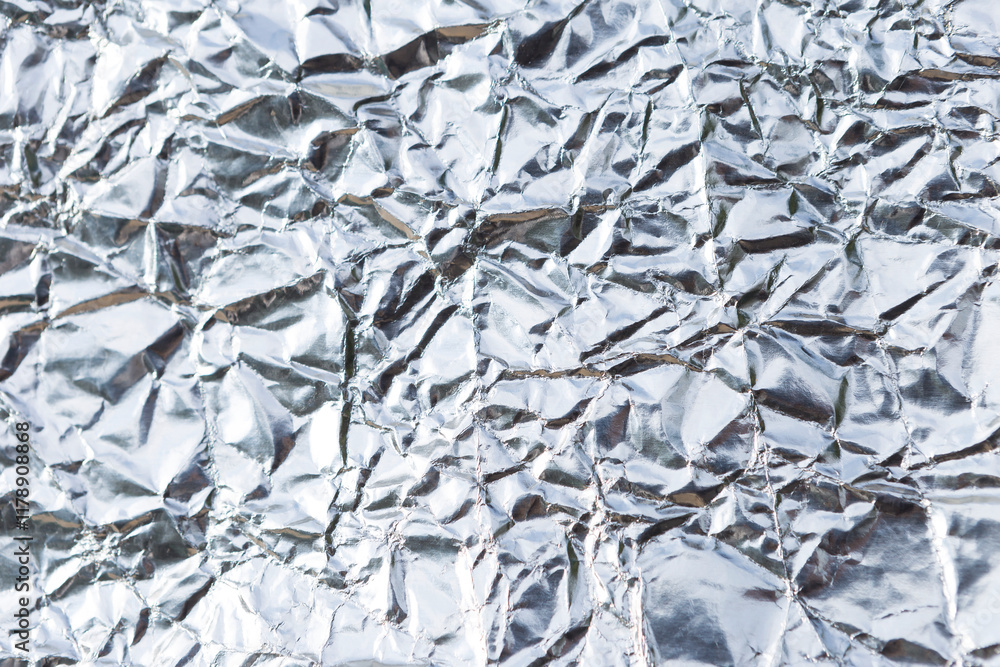 Abstract crumpled silver paper texture background, blank wrinkle paper ...