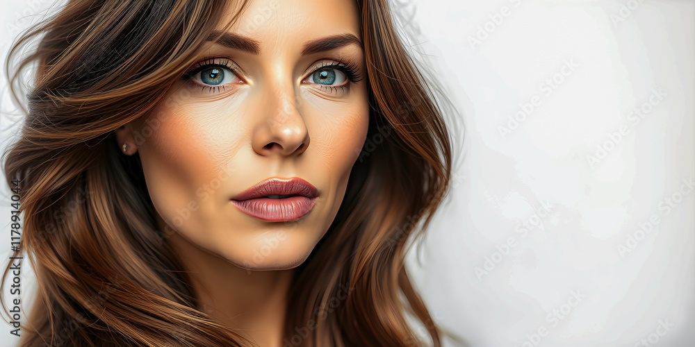 ภาพถ่าย Stock Attractive sensual confident mature woman smiling ...