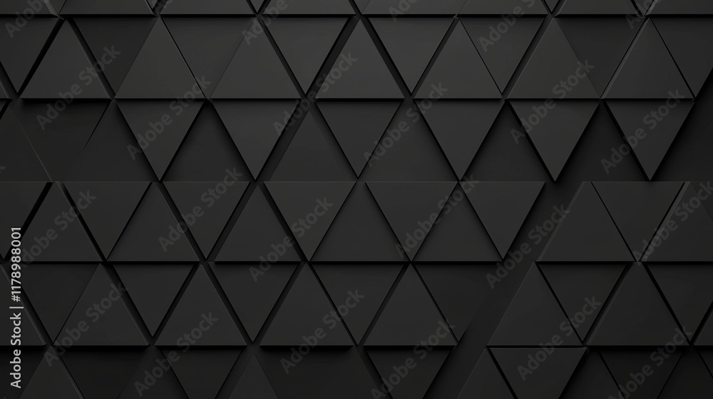 Futuristic High-Tech Dark Background with Triangular Block Structure, 3D Wall Texture featuring ...