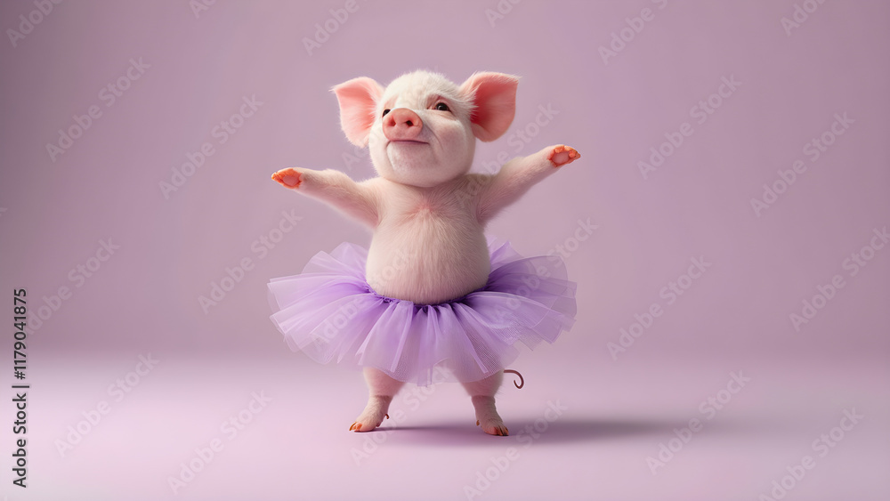 Pig in a tutu dancing. Ultra realistic pig art. Cute animal dance pose ...