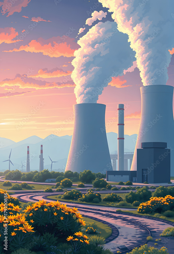 AI nuclear energy background, future innovation of disruptive ...