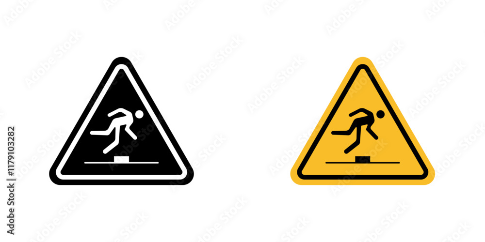 Tripping hazard warning signs vector graphic pack Stock Vector | Adobe ...