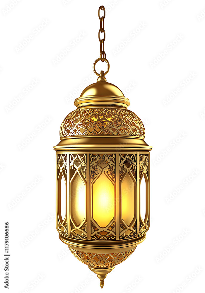 Ornate Gold Lantern on transparent background. golden hanging lantern ...