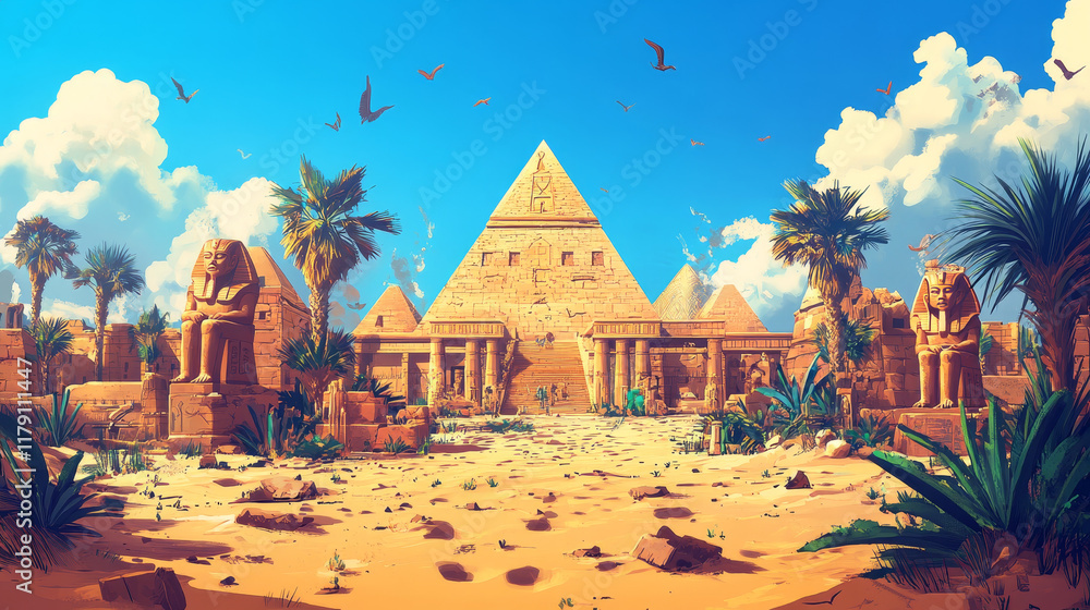 Stock-Illustration „Retro 8 bit pixel art Egypt arcade game assets ...