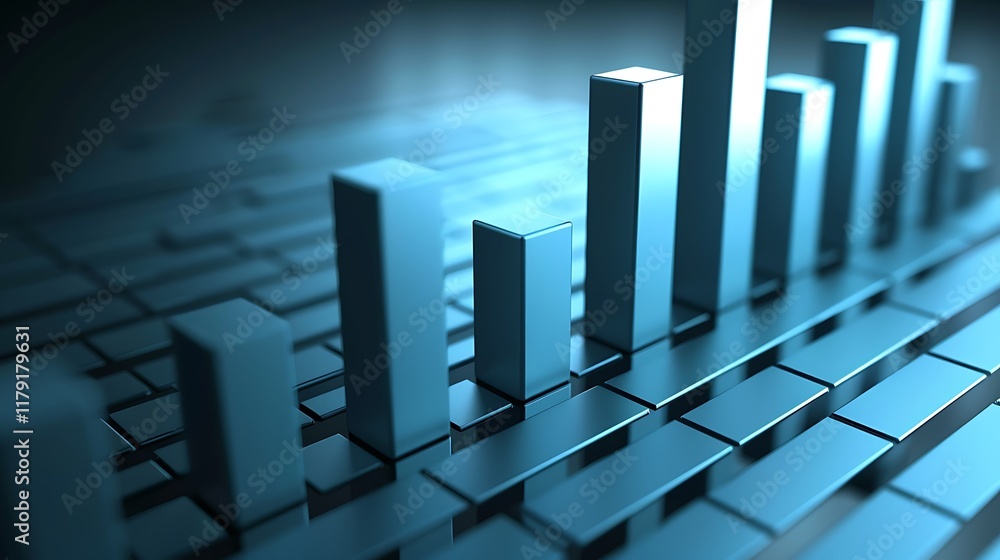 Stock market graph with fluctuating trend lines on a solid dark blue ...