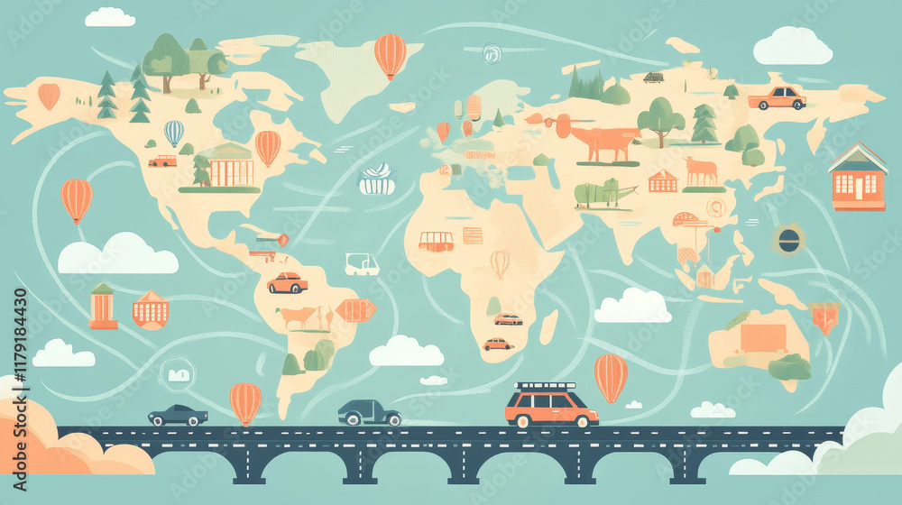 Road trip infographic template. Road travel destination chart, car ...