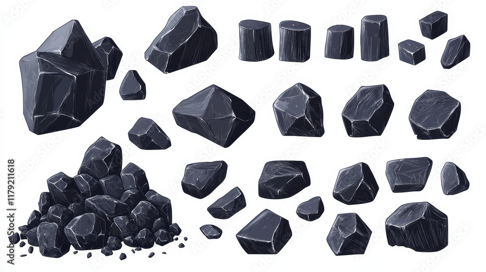 Cartoon coal and black charcoal in math game worksheet, vector ...