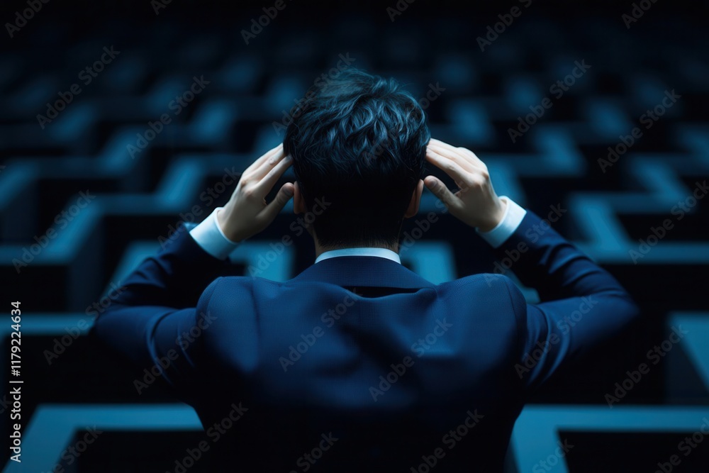 Navigating complex challenges a businessman's journey through a maze of ...