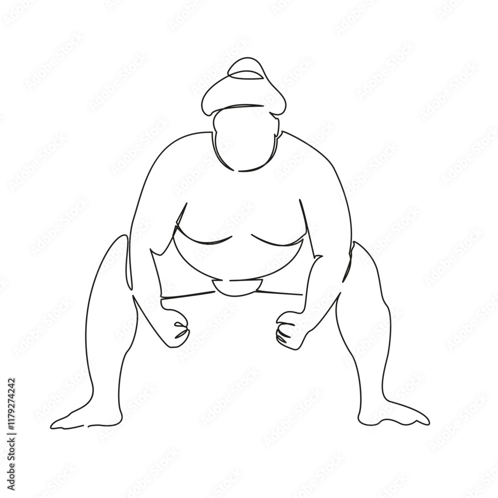One continuous single drawing line art flat doodle sumo, wrestling ...