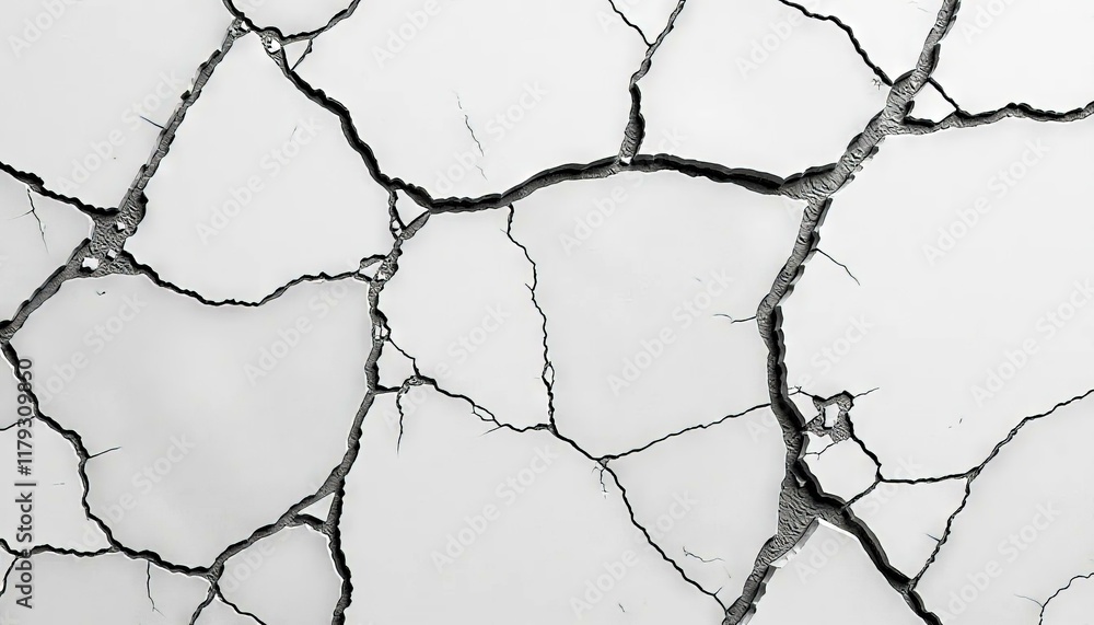 Cracked White Surface Texture, Abstract Broken Background, Split ...
