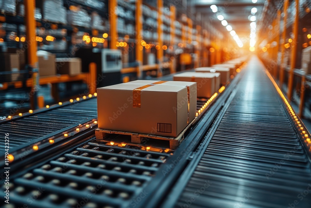 automated warehouse logistics system with smart robotic arms and aipowered sorting conveyor ...