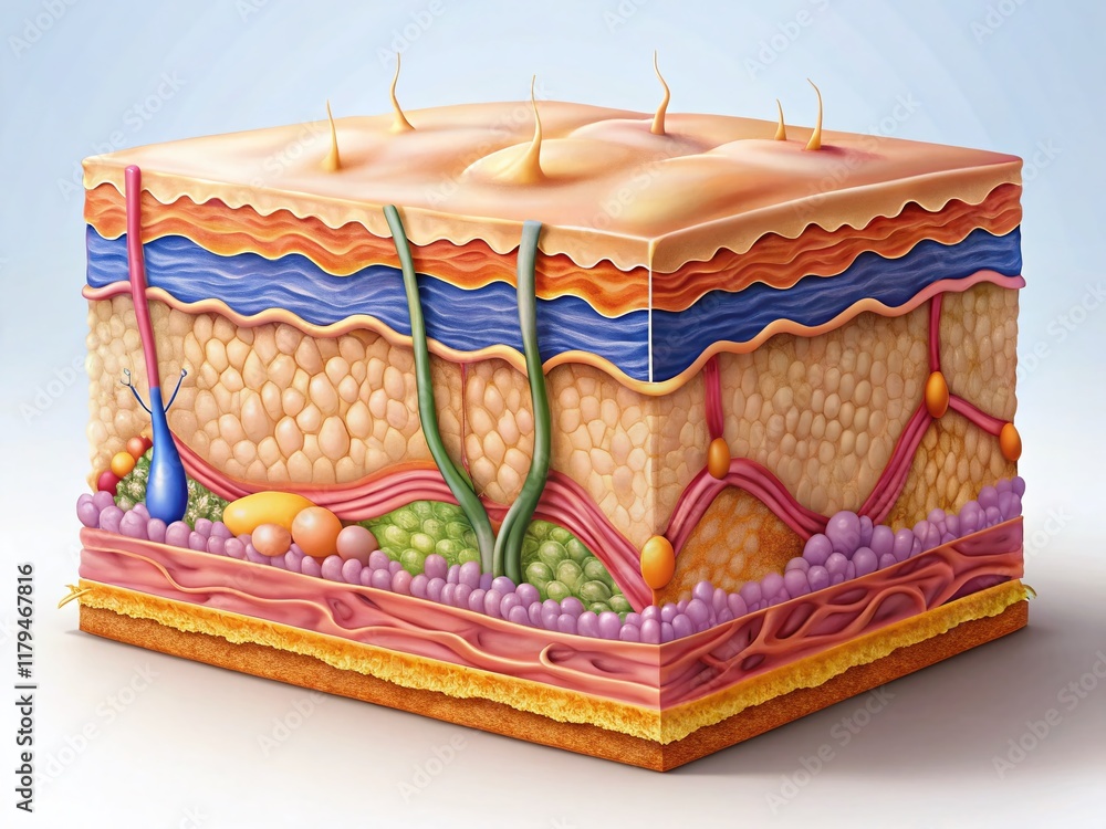 Detailed Skin Label Diagram: Anatomy of the Skin Layers, Epidermis ...