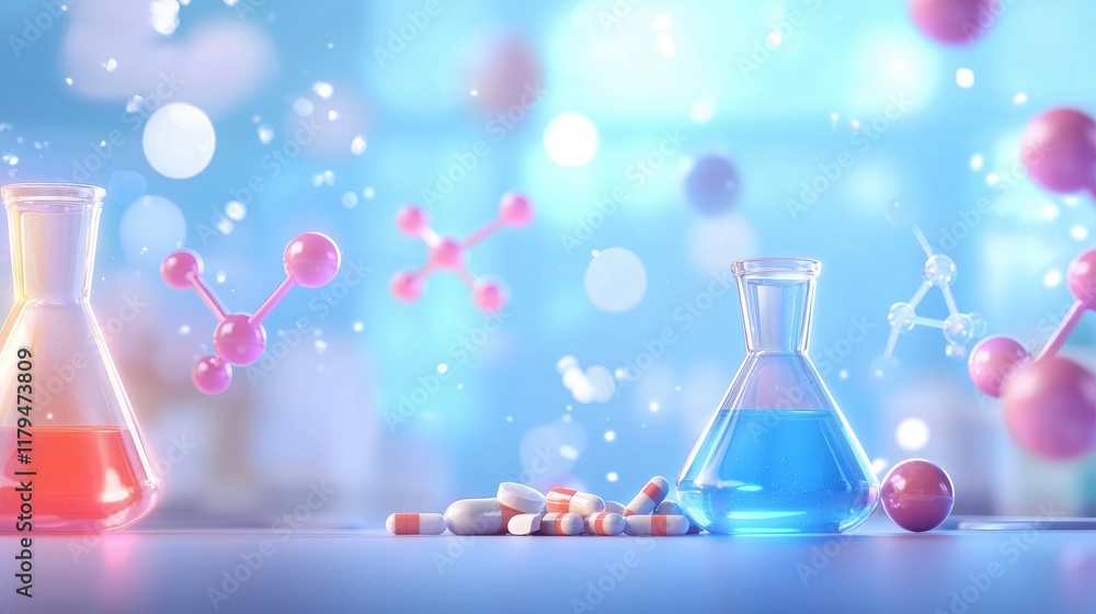 Dynamic biology lab scene with colorful chemicals animated background ...