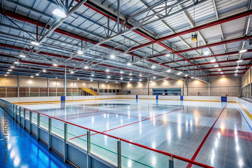 Empty Indoor Ice Rink Arena - Hockey Skating Facility, Drone View Stock ...