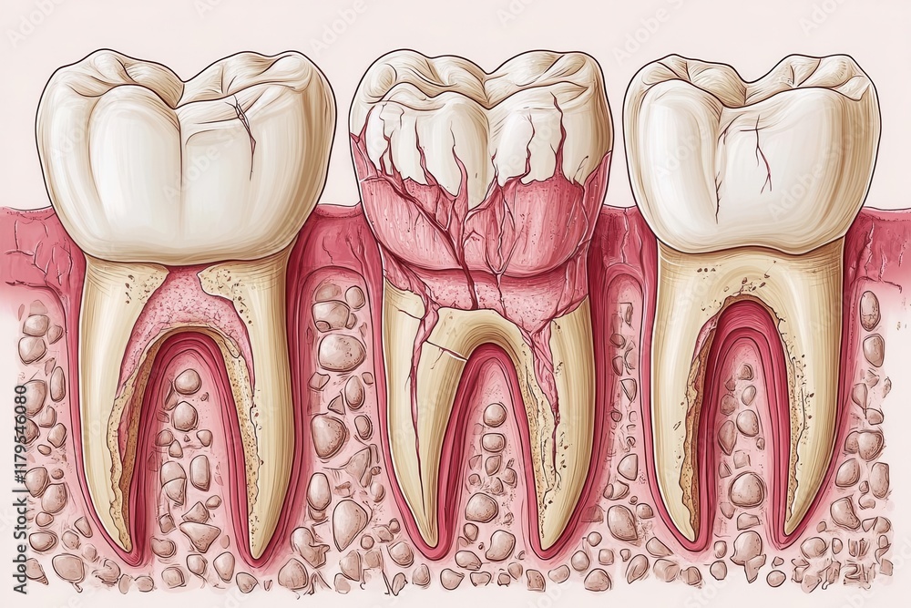 fractured and damaged teeth medical illustration collection educational dental health diagram ...